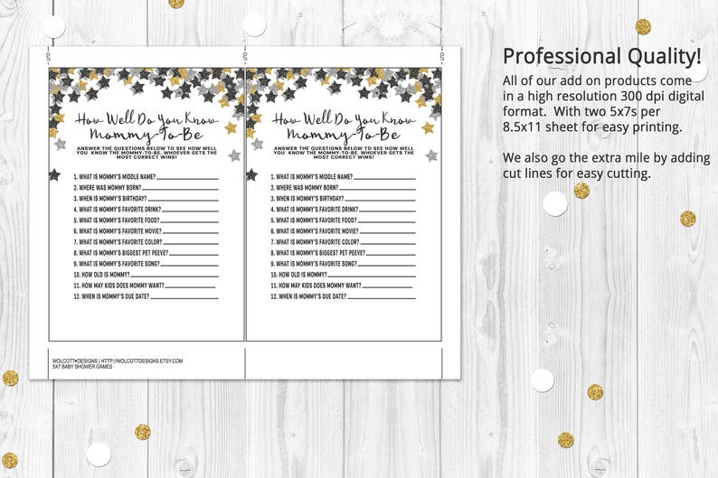 How Well Do You Know Mommy Baby Shower Game Shower Games - Etsy