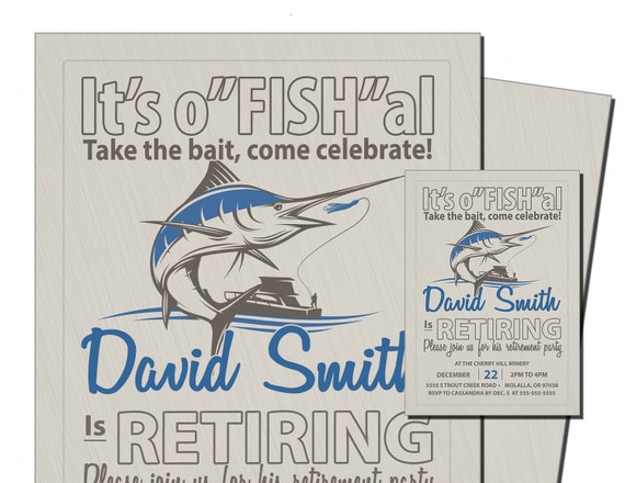Fishing Retirement Party Invitations for Men, Retirement invitation ...