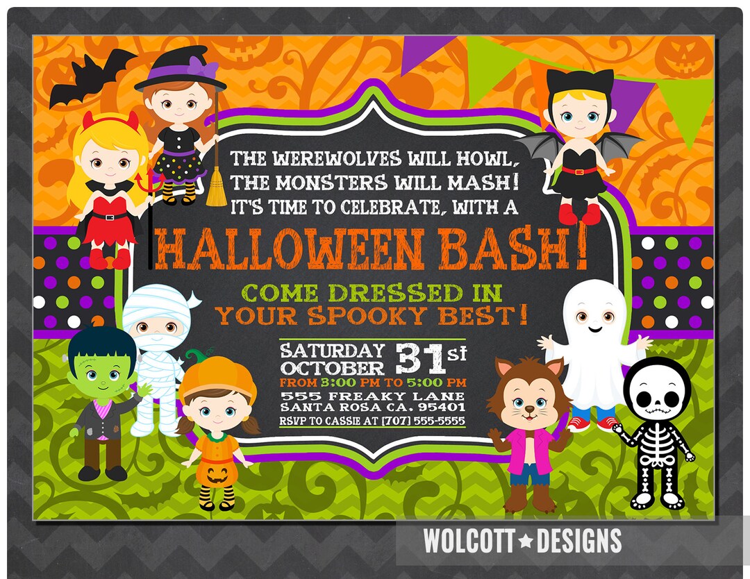 Halloween Party Invitation, Kids Halloween Party, Costume Party ...