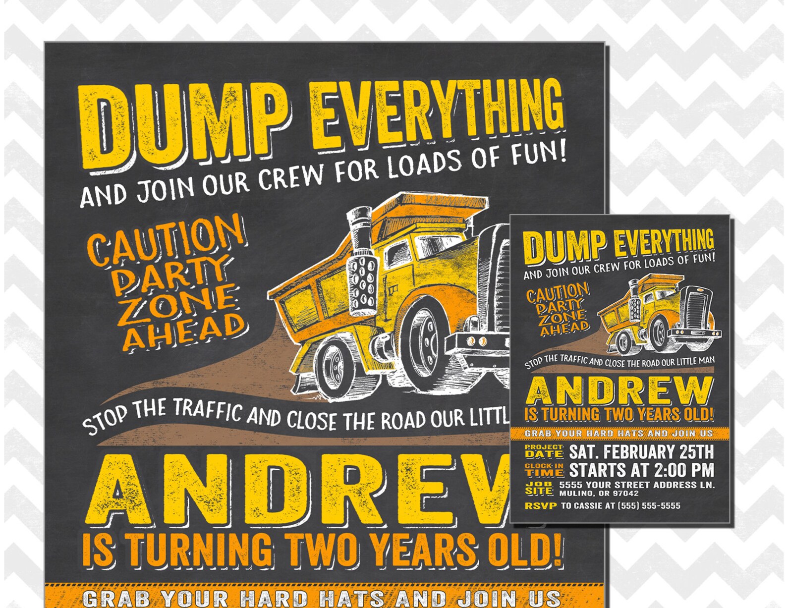 Construction Birthday Invitation Dump Truck Birthday Etsy