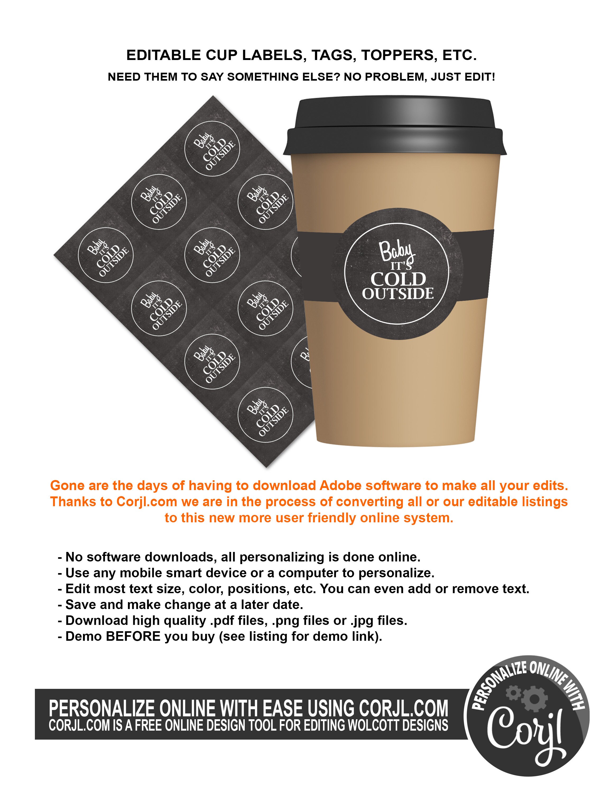 Chalkboard Hot Chocolate Bar Signs with Labels and Cup Tags | Etsy