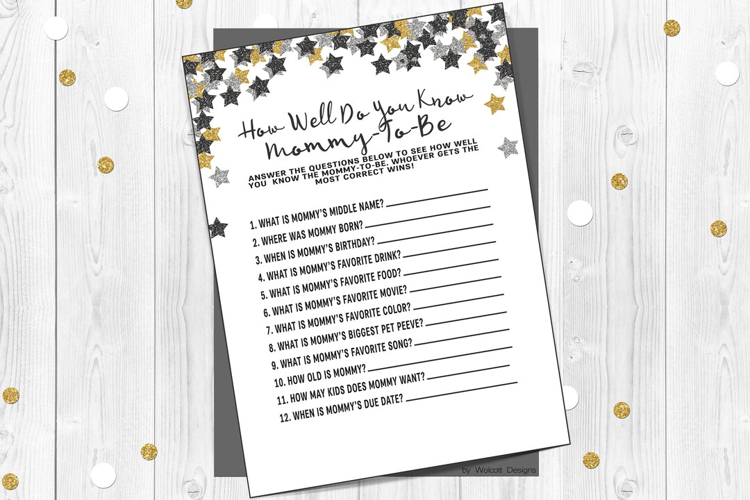 How Well Do You Know Mommy, Baby Shower Game, Shower Games, Twinkle ...