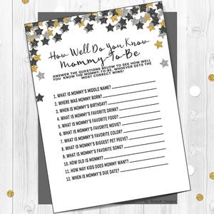 How Well Do You Know Mommy, Baby Shower Game, Shower Games, Twinkle ...