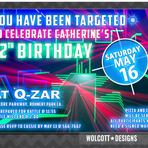 Laser Tag Ticket Invitation Birthday Party instant Download - Etsy