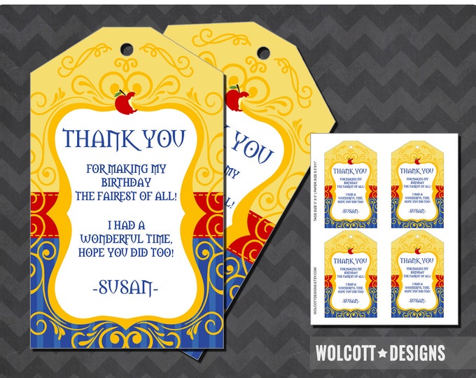 Snow White Party Favors, Snow White Inspired Favor Tags - Etsy