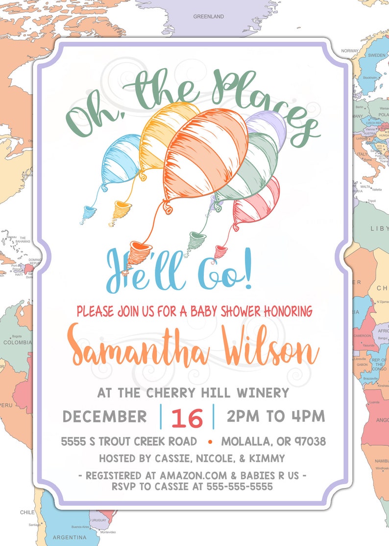 Oh the Places She'll Go Baby Shower Invitation for Boys - Etsy