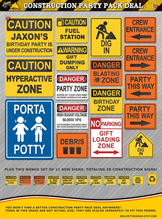 Construction Zone Party Signs