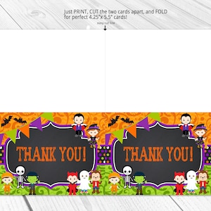 Halloween Thank You Cards Printable Kids Halloween Thank You Card ...