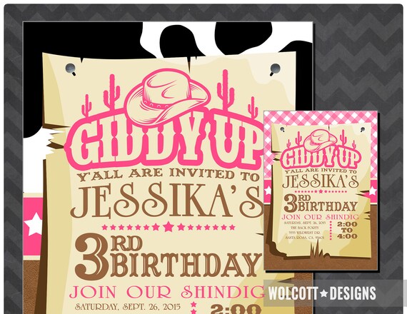 Cowgirl Birthday Invitation Cowgirl Invitation Cow Girl Etsy
