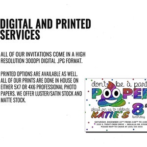 Don't Be a Party Pooper Birthday Invitation, Poop Emoji Party ...