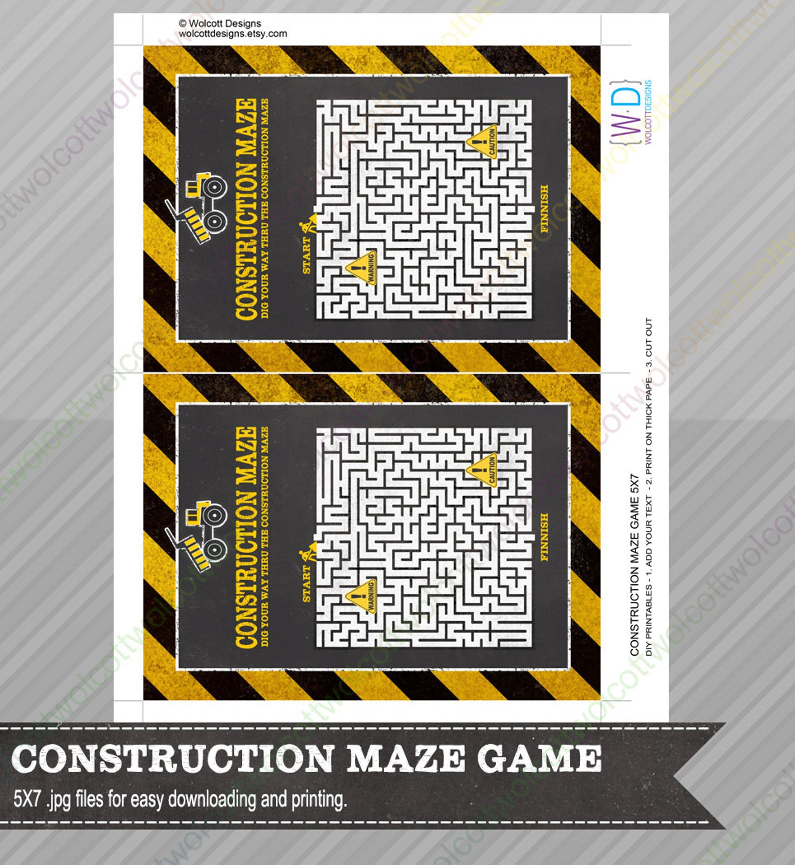Construction Maze Game Construction Party Construction | Etsy