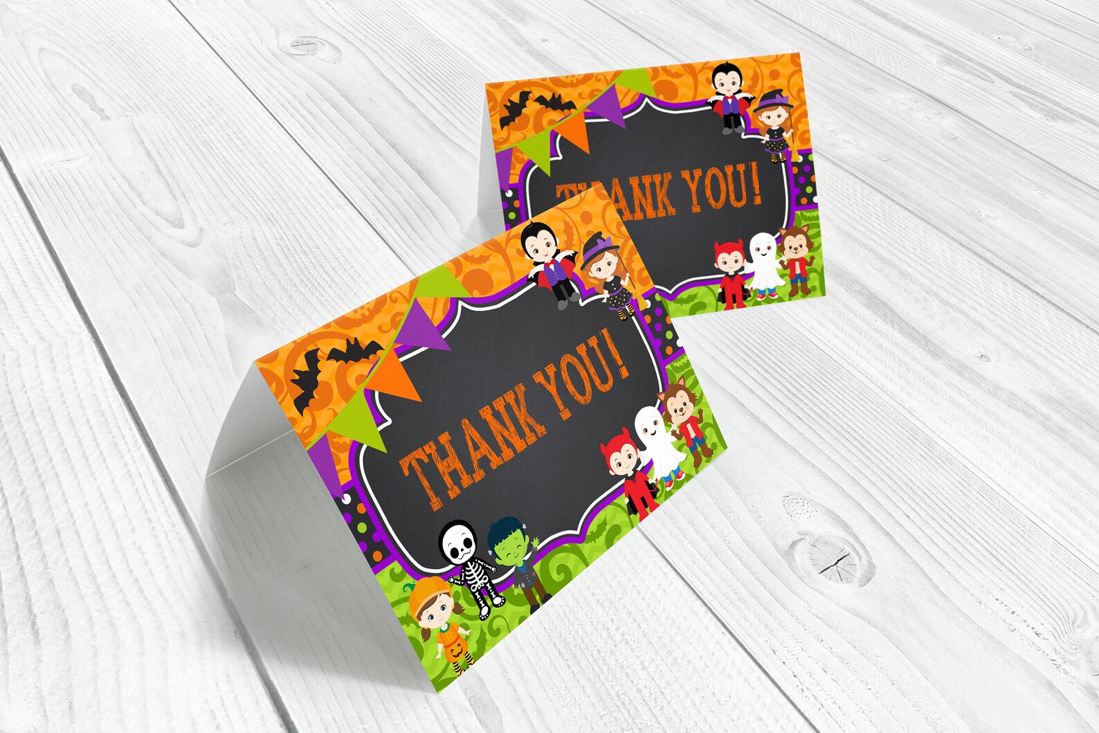 Halloween Thank You Cards Printable Kids Halloween Thank You - Etsy