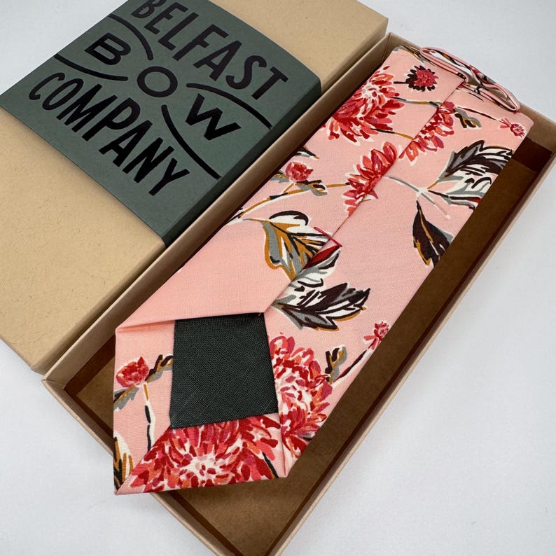 Boho Blooms Tie in Pink Peach Floral - Matching Pocket Square ...