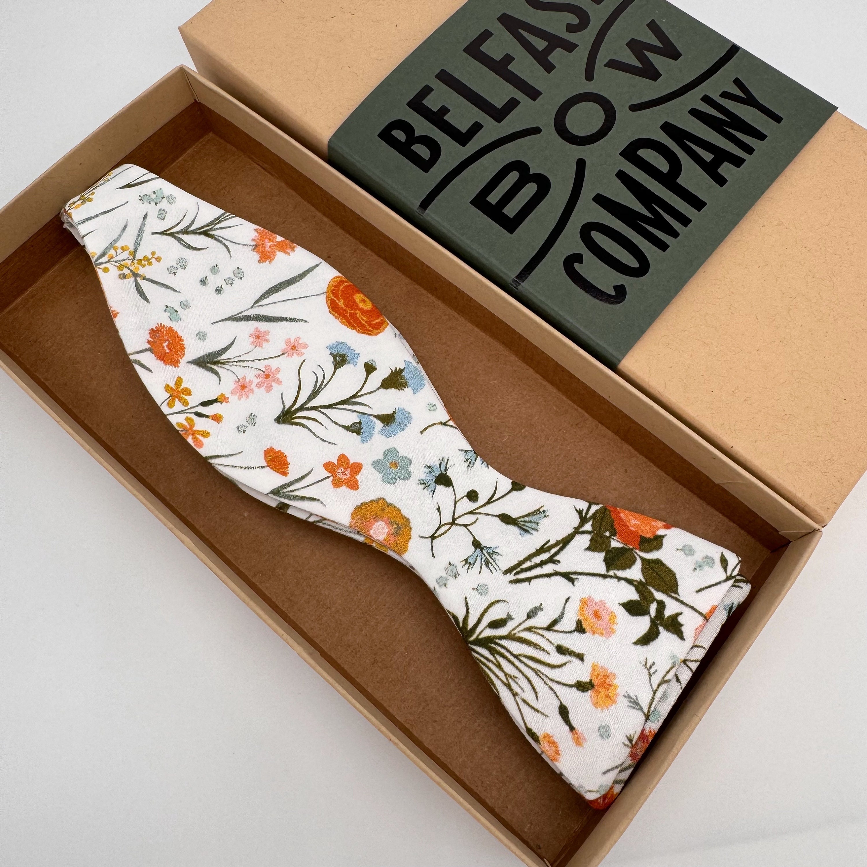 Boho Blooms Bow Tie in Spring Garden - Sage Green Blush Soft Orange ...