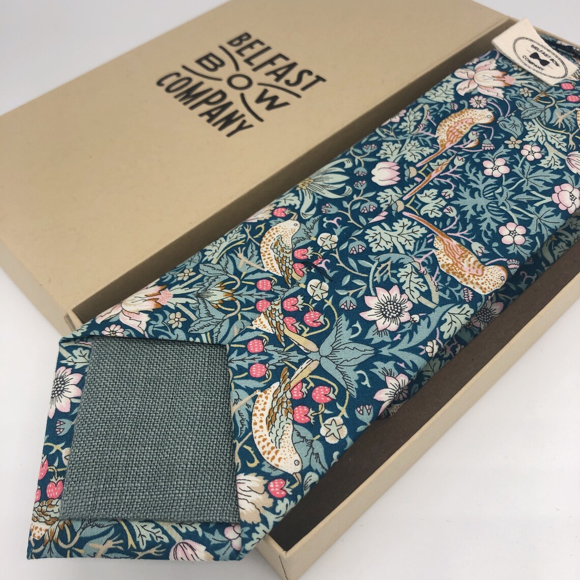 Liberty Tie in Green Strawberry Thief Birds Motif Matching - Etsy UK