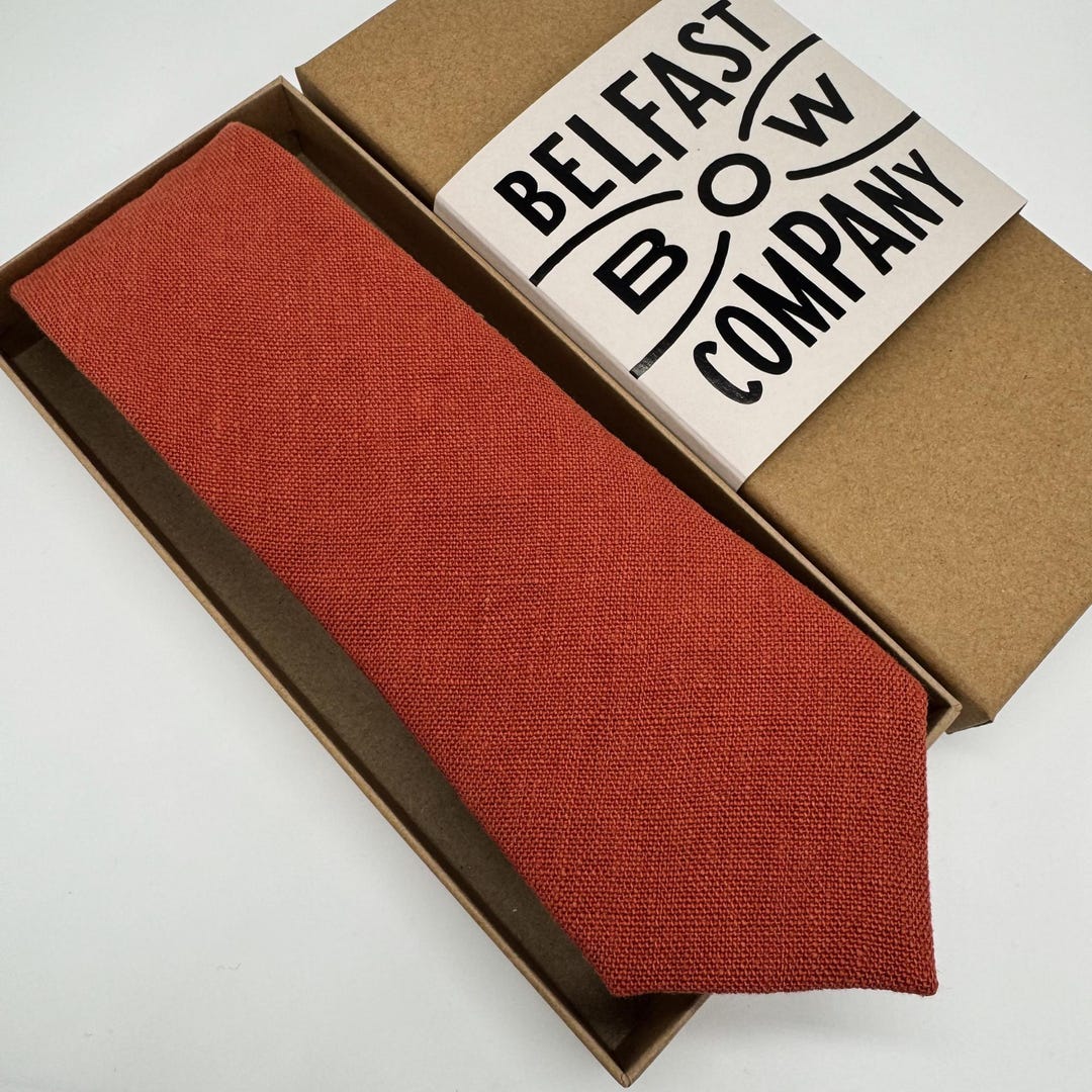 Irish Linen Tie in Rust - Matching & Pocket Squares Cufflinks Available ...