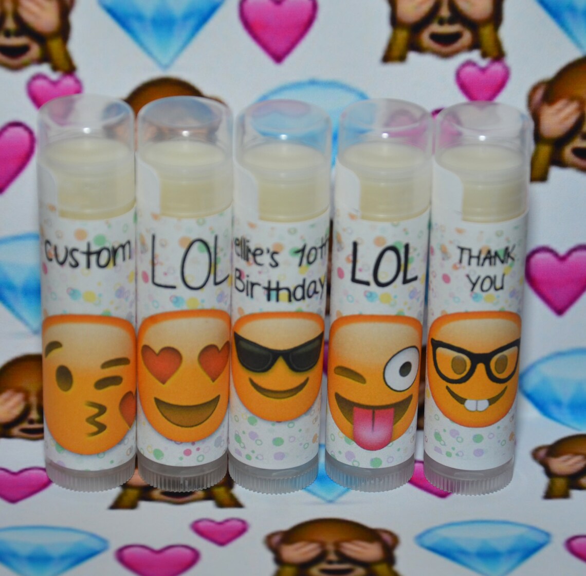 Emoji Lip Balm Emoji Birthday Party Lip Balm Emoji Party | Etsy