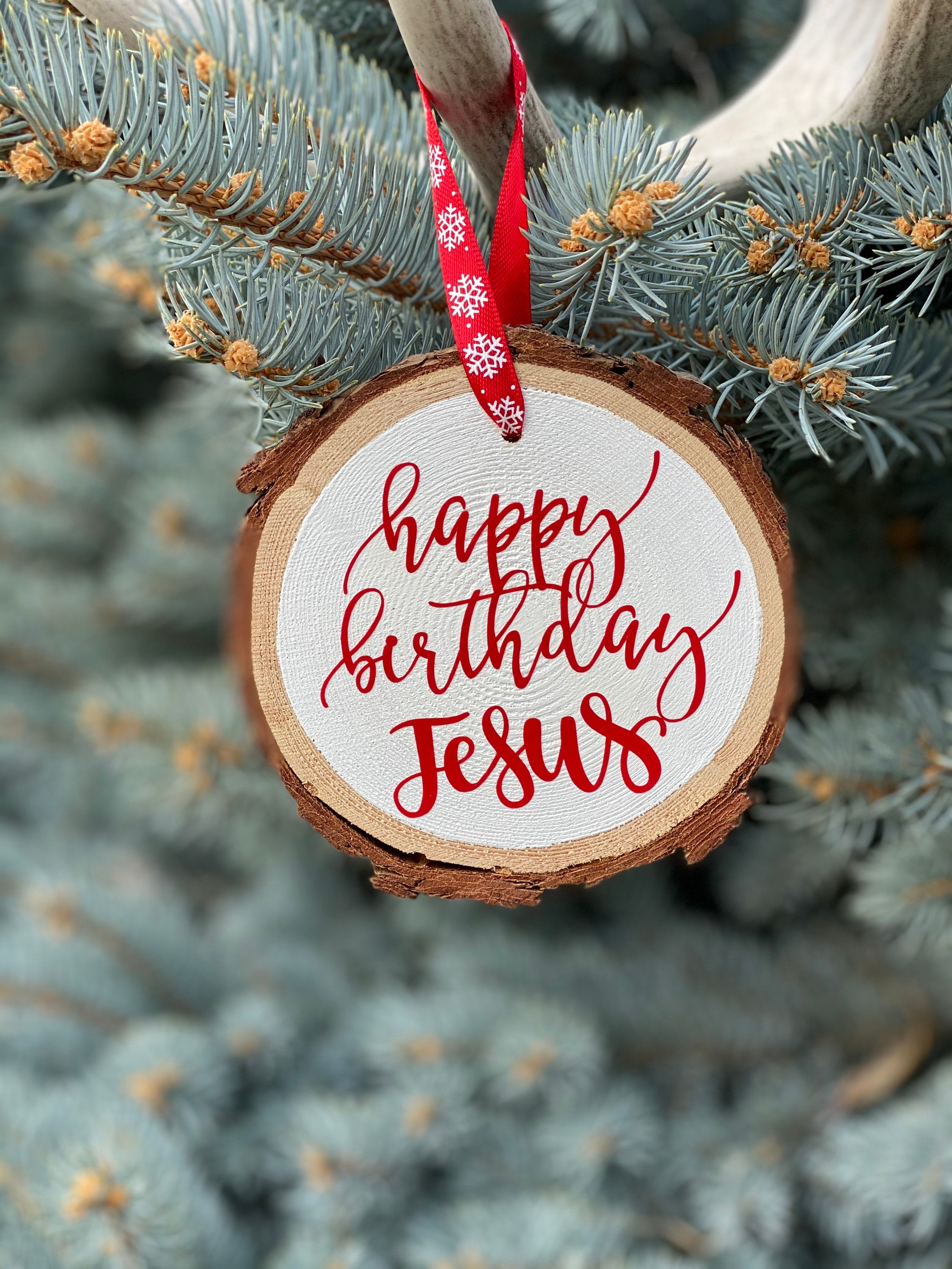 Happy Birthday Jesus Hand Crafted Wooden Slice Ornament - Etsy