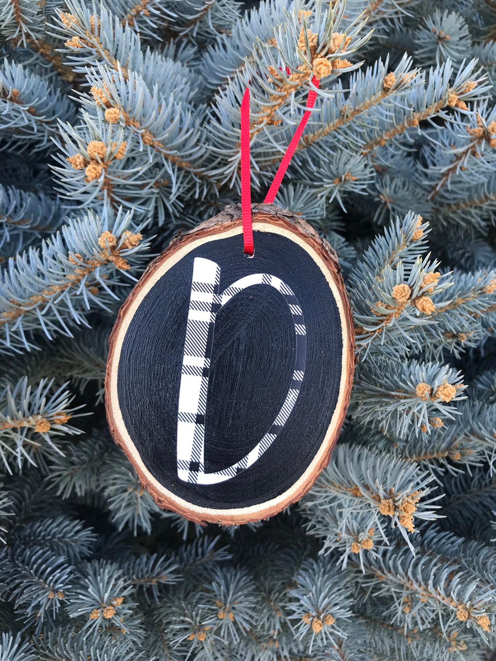 Plaid Monogram Ornament Handmade Monogram Letter Christmas - Etsy