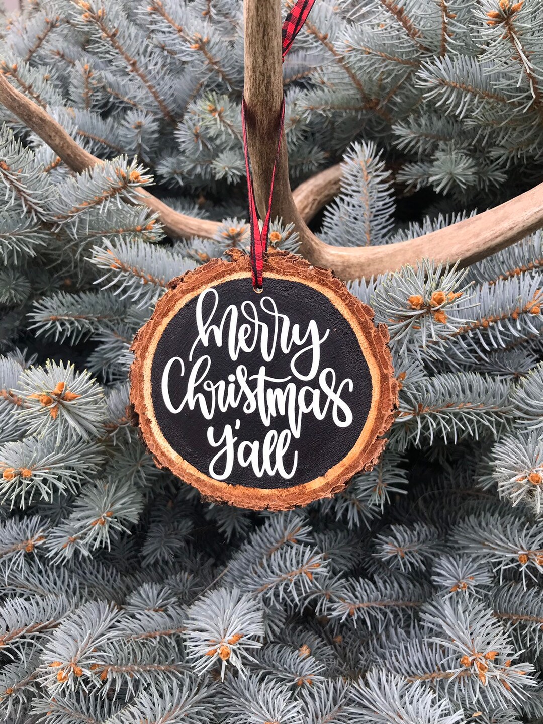 Merry Christmas Y'all Wooden Ornament Wood Slice - Etsy