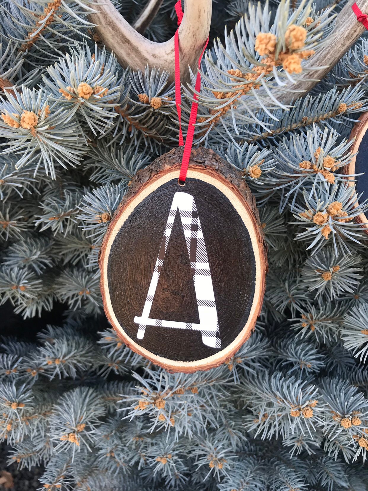 Plaid Monogram Ornament Handmade Monogram Letter Christmas - Etsy