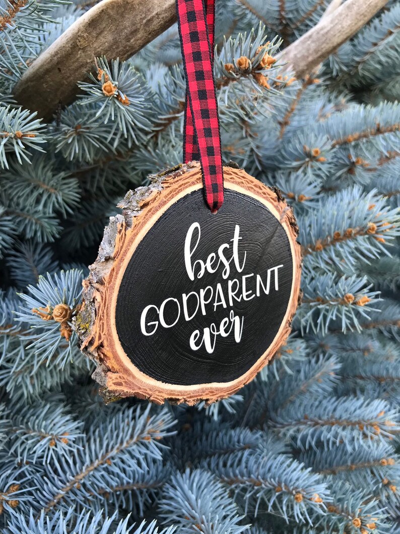 Best Godparent Ever Wood Slice Christmas Ornament, Hand Crafted Wooden ...