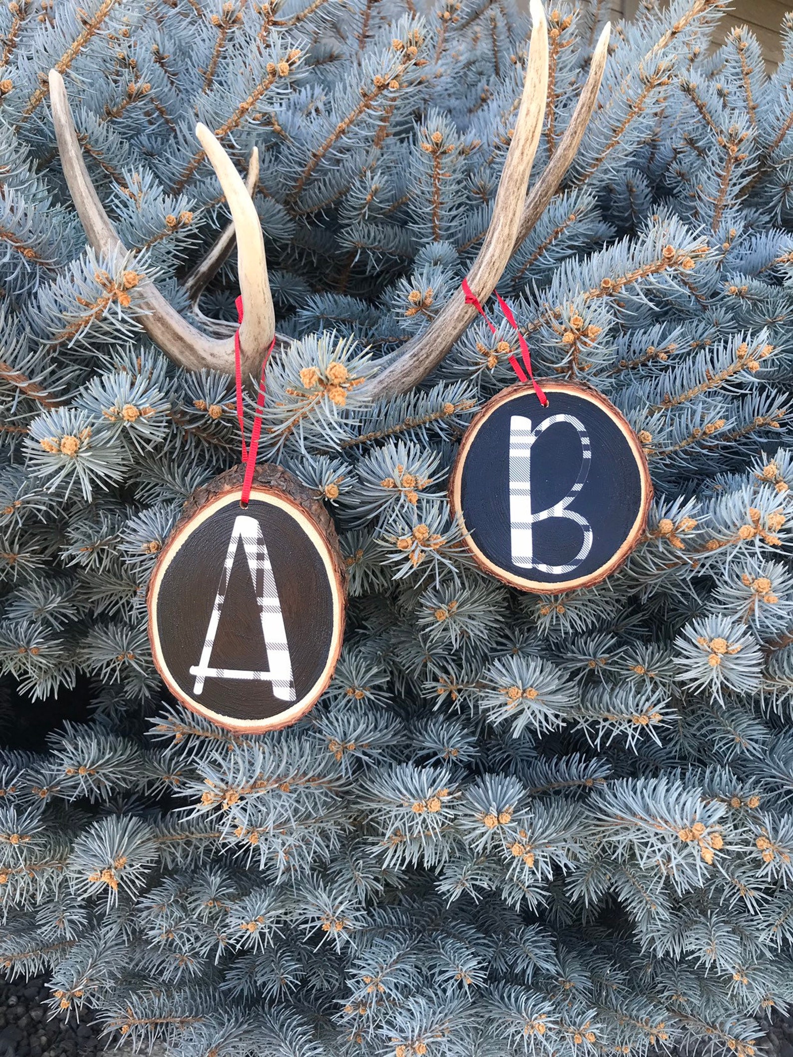 Plaid Monogram Ornament Handmade Monogram Letter Christmas - Etsy