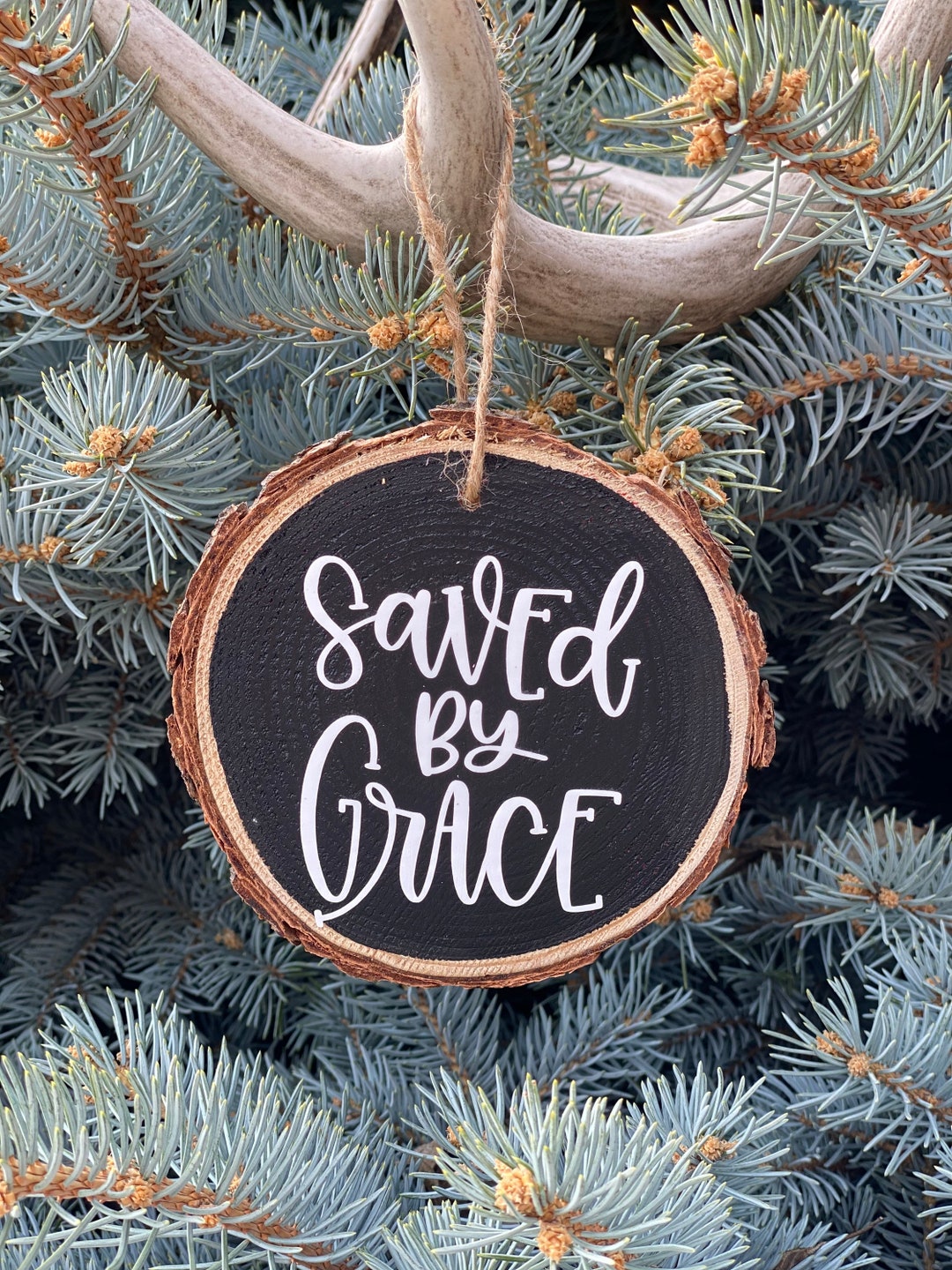 Saved by Grace Wood Slice Decor, Wood Slice Ornament, Hand Crafted ...