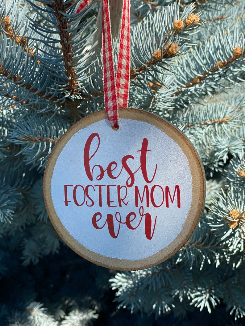 Best Foster Mom Ever Wood Slice Christmas Ornament Hand | Etsy