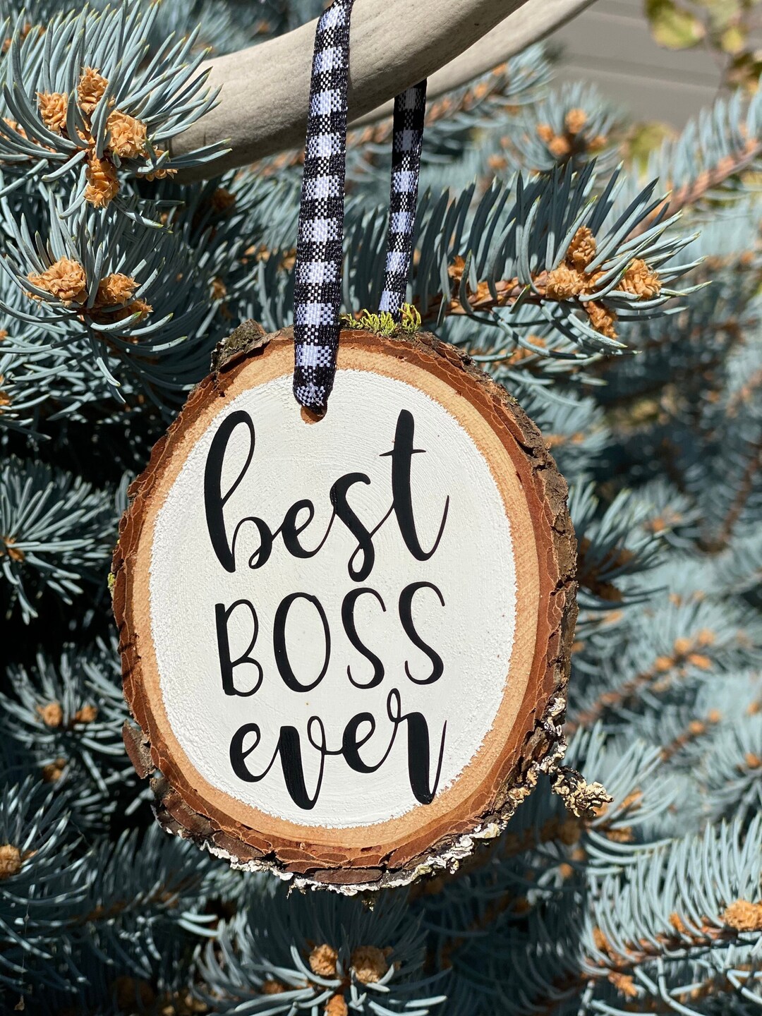 Best Boss Ever Wood Slice Christmas Ornament Hand Crafted - Etsy