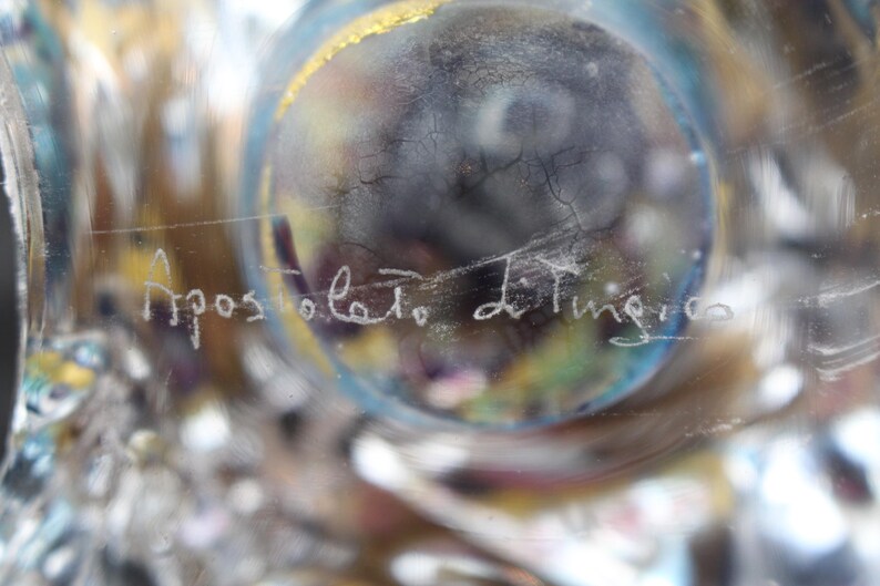 Murano Glass Chalice Amethyst and Gold Clear Base Signed Apostolato ...