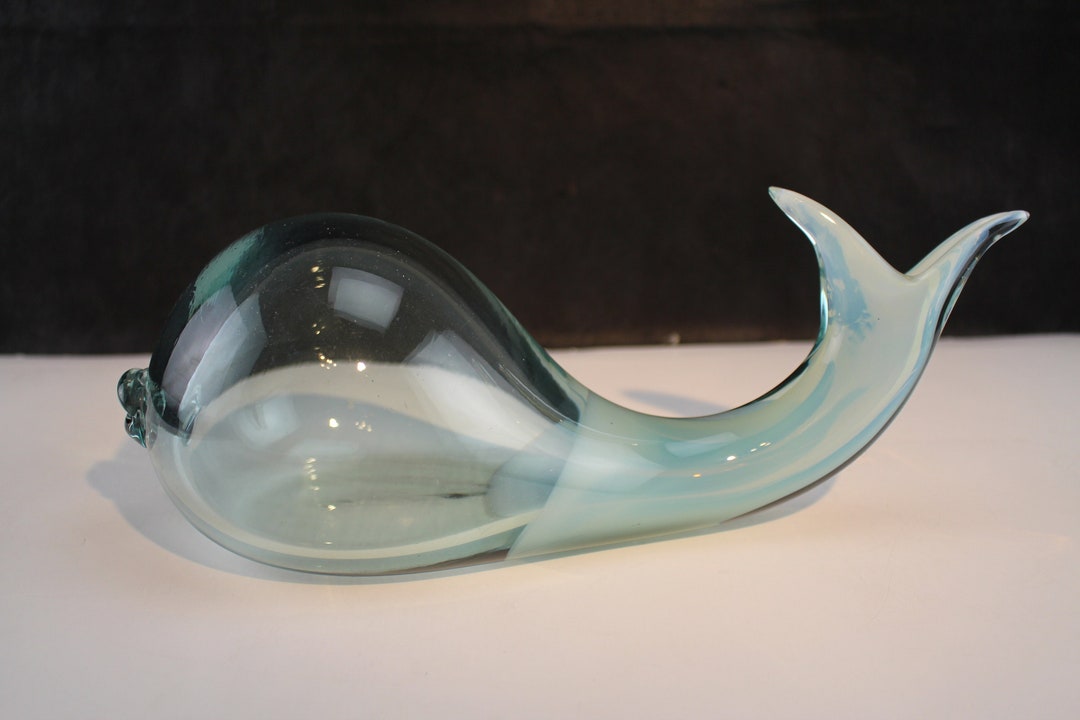 Art Glass Fish Figurine Blue Opal Bottle Home Decor-collectible - Etsy