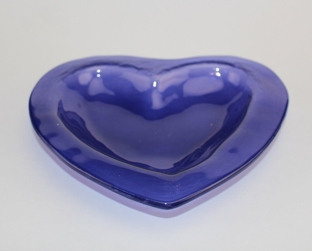 Annieglass Heart Bowl/trinket Dish Purple Studio Art Blown Glass Signed ...