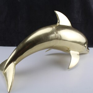 Large Brass Dolphin Sculpture/figurine 21" Long-hollywood Regency Home ...
