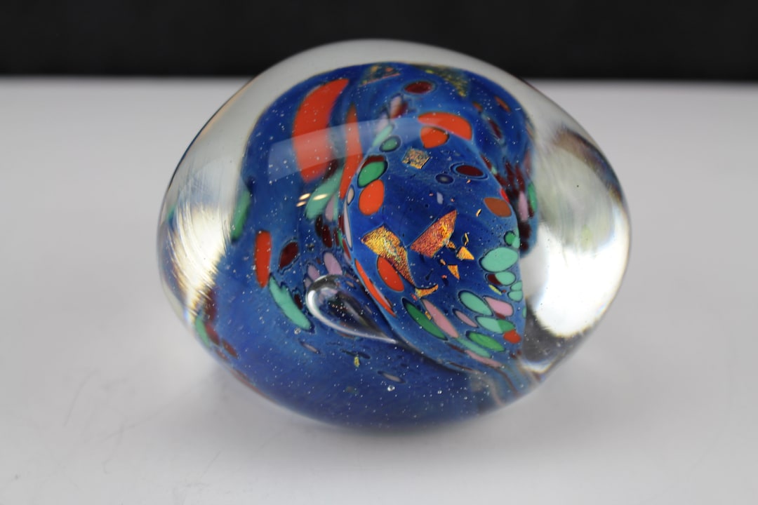 Art Glass-vintage Rollin Karg Signed Dichroic Art Glass Paper Weight ...