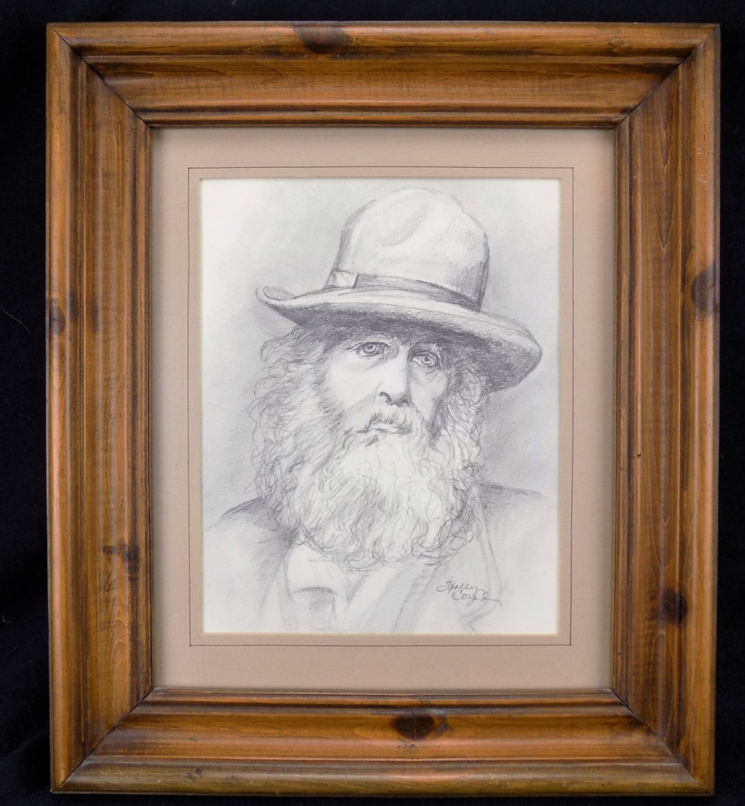 Original Fine Art Pencil Drawing Photograph of Walt Whitman 1862 by ...