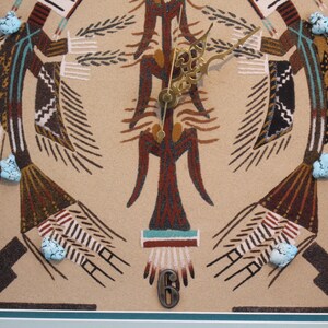 Navajo Indian Sand Painting Clock B'gan Skiddy Hunchback Yei 18" Shadow ...