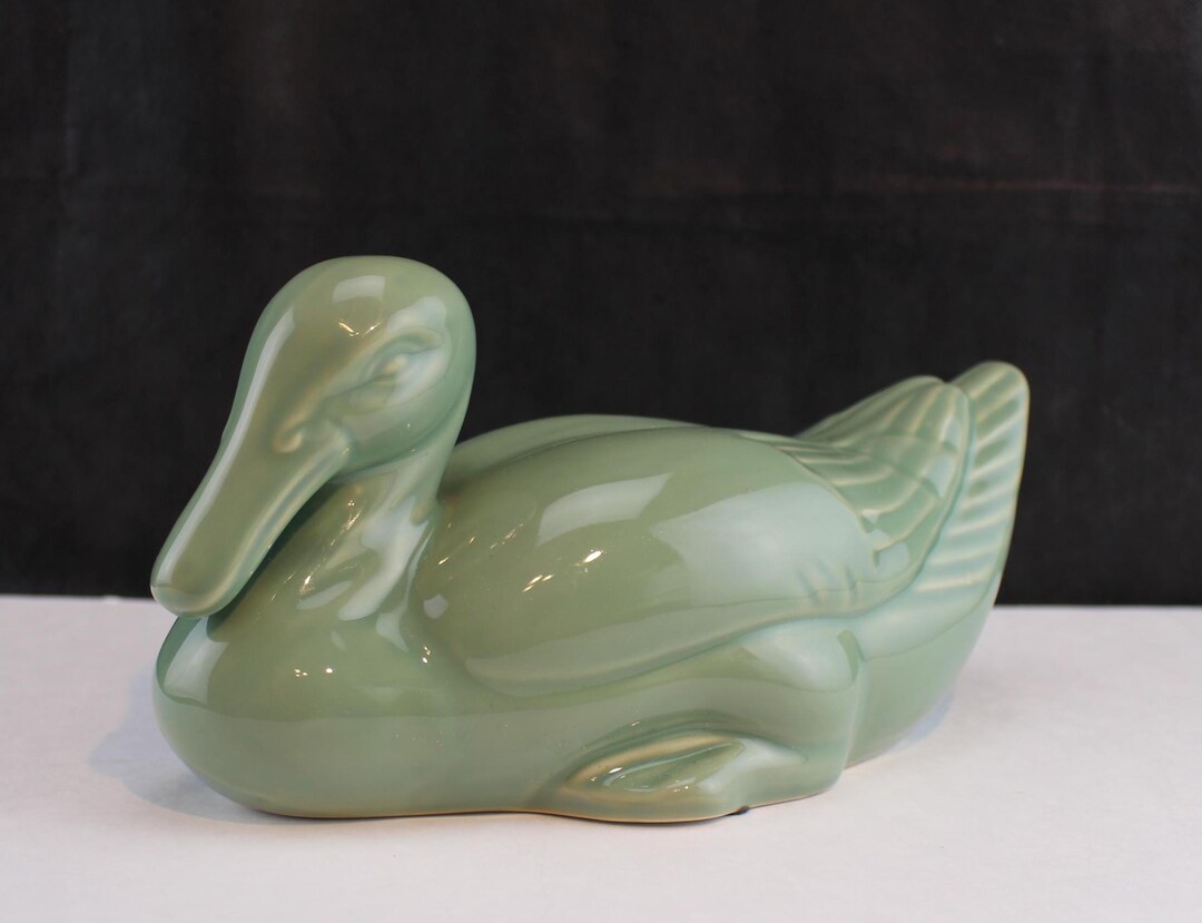 Ceramic Bird Figurine-caledon Green Duck Sculpture-collectible ...