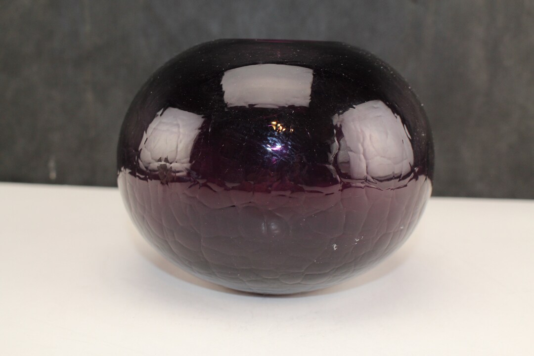 Art Glass Vaserose Bowl Purple Signed Rhythms 200 Linda Westrom ...