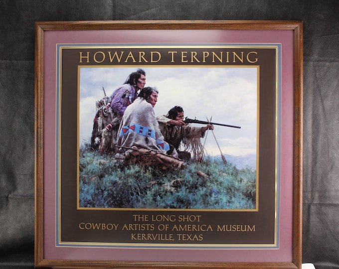 Art Print Howard Terpning the Long Shot Framed Matted Under Glass ...