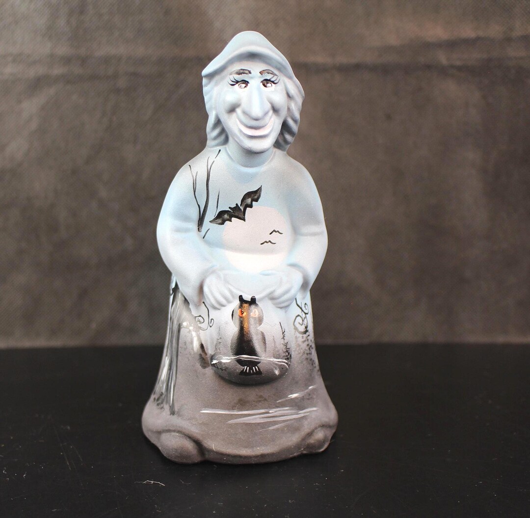Fenton Glass Halloween Black Witch-hand Painted With Owl #8/37 M. Kibbe ...
