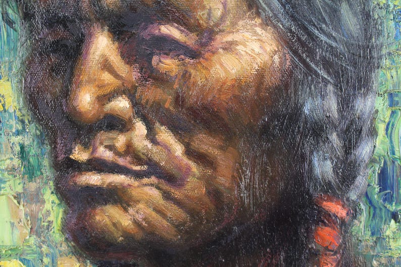 Original Joe Waano-gano Oil Painting, "age OF Wisdom," Cherokee Native ...