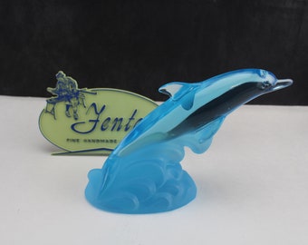 Rare Fenton 95th Anniversary Aqua Carnival Glass Dolphin Cresting Wave ...