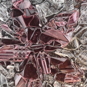 Suncatcher Broken Glass Art in Frame Cranberry Flowers Clear Background ...