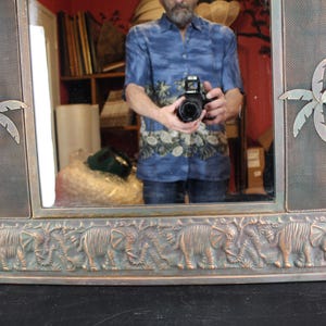 Vintage Metal Wall Mirror: Jungle Animals, Copper Palm Trees - Etsy