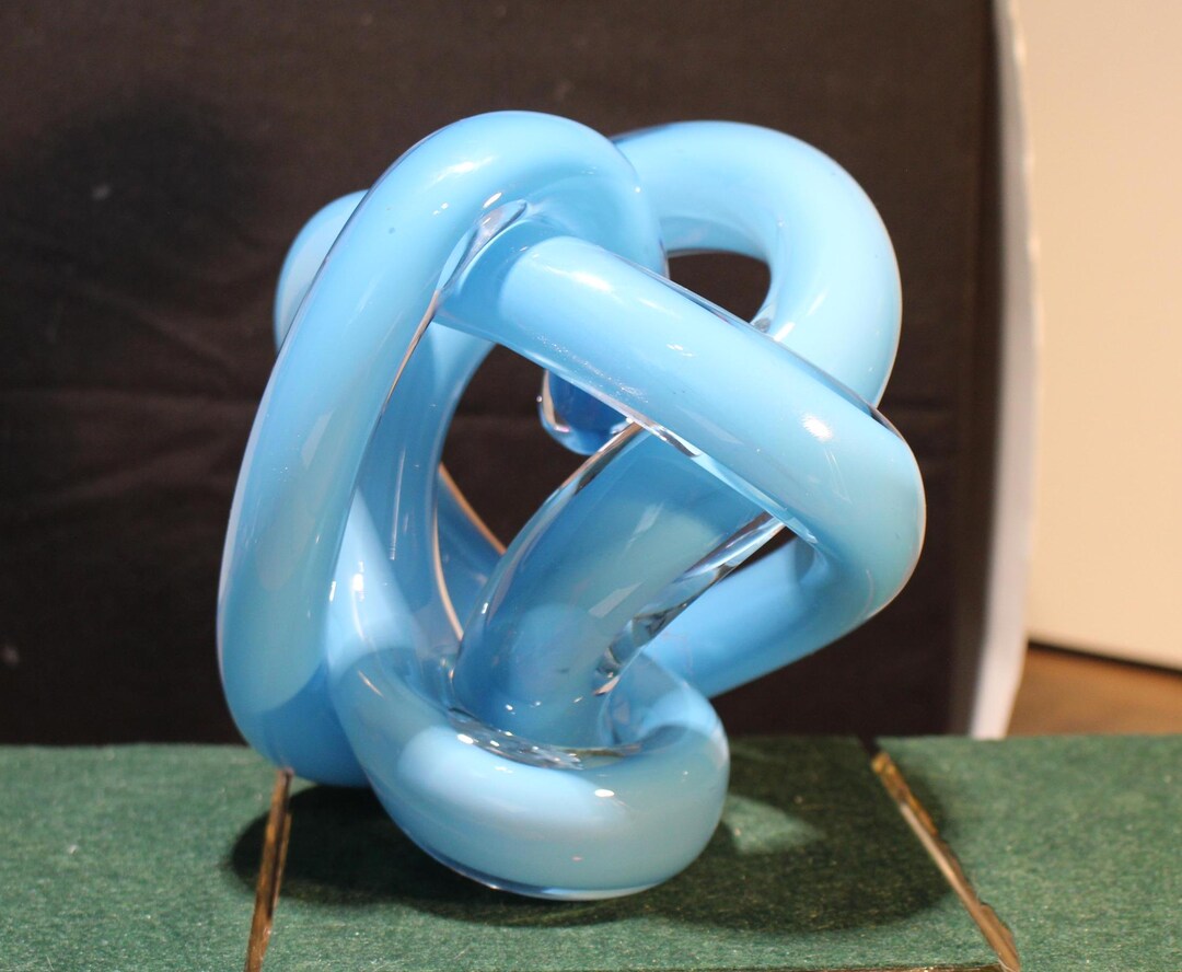 Baby Blue Art Glass Sculpture-pacific Life Glass Knot Figurine Signed ...
