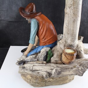 Chalkware Figural Table Lamp Gold Panning Miner Prospector Sculpture ...