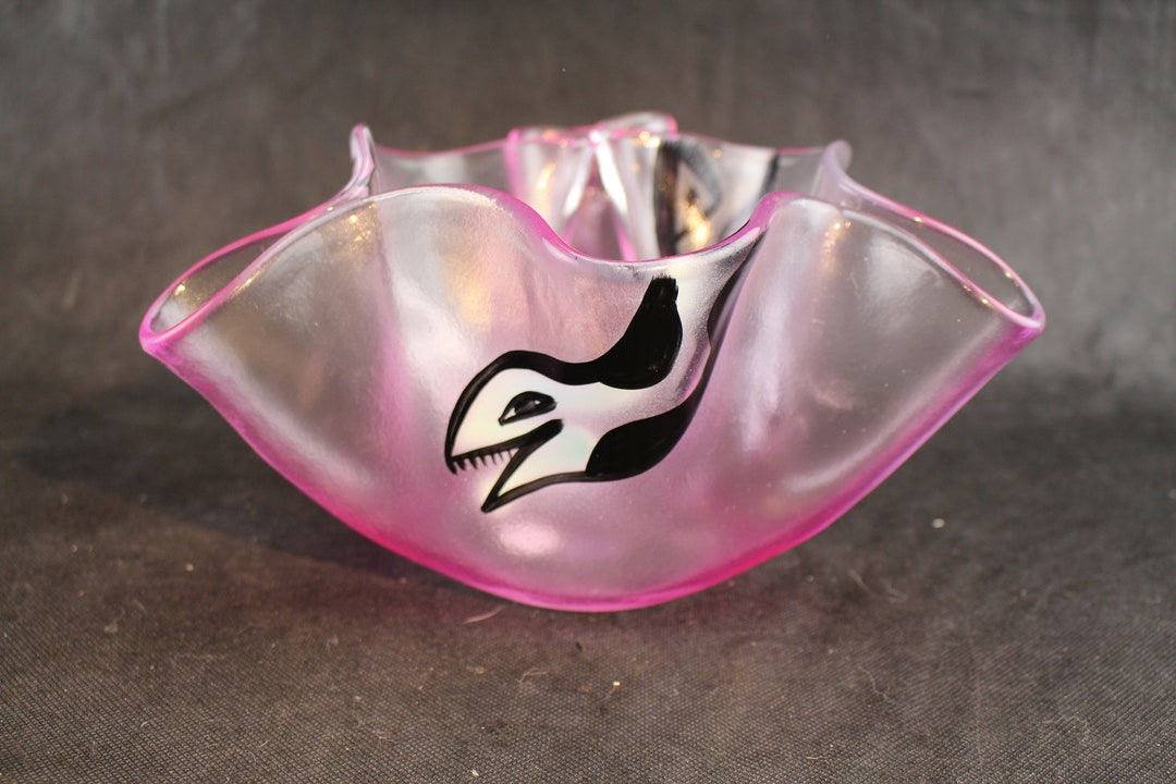 Kosta Boda Ulrica Hydman Vallien Snake Serpent Pink Glass Handkerchief ...