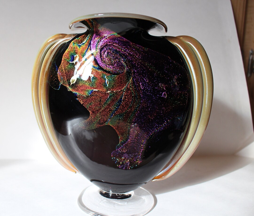 Art Glass Vase-peter Neff Dichroic on Purple 2003 Collectible Interior ...