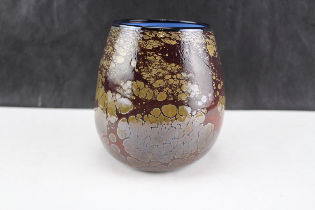 Art Glass Vase-cased Ox Blood Red Over Sky Blue Signed 2004-collectible ...